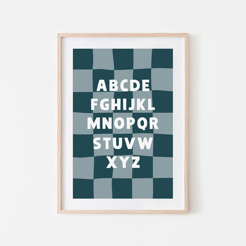 The Print Nook | Checkered ABC Educational Alphabet Poster Print