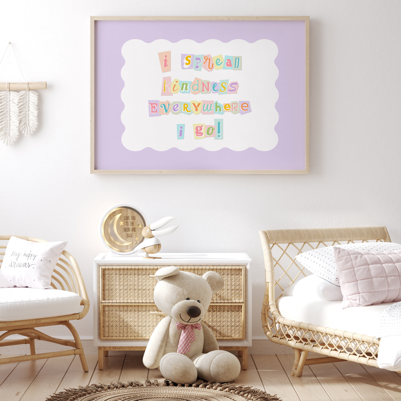 The Print Nook | I Spread Kindness Everywhere I Go Affirmation Poster