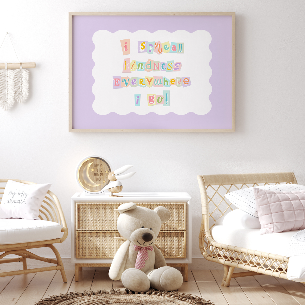 The Print Nook | I Spread Kindness Everywhere I Go Affirmation Poster
